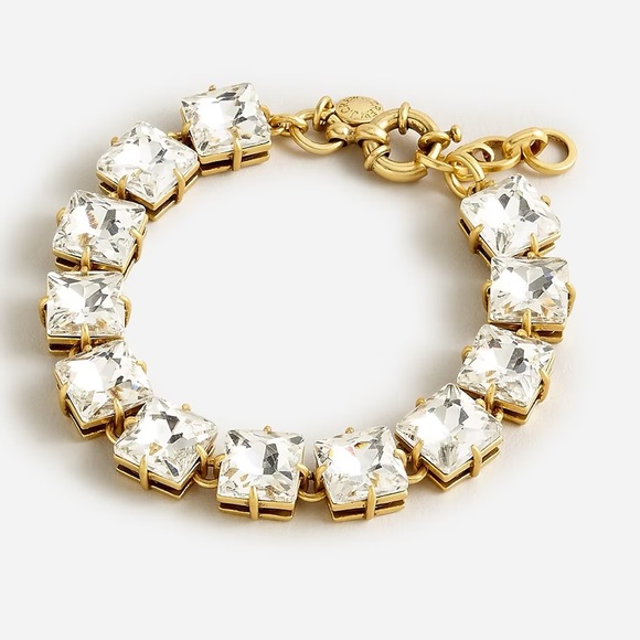 J. Crew | Jewelry | Nwt Jcrew Square Faceted Gold Crystal Tennis ...